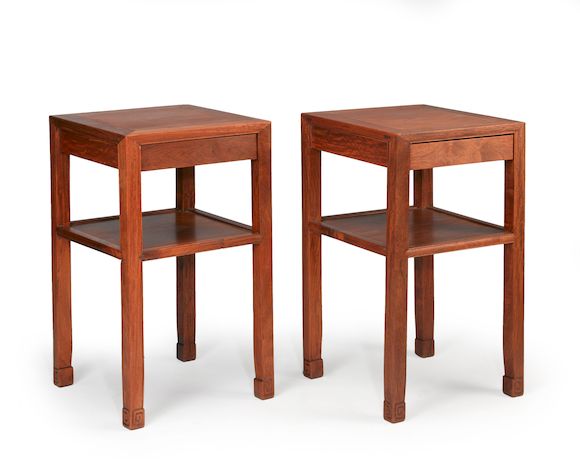 Bonhams : A pair of hardwood side tables
