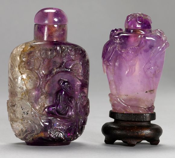 Bonhams : Two amethyst snuff bottles