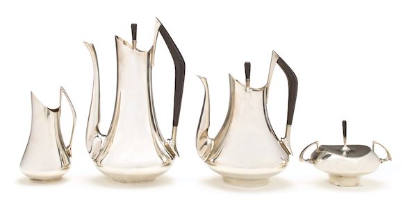 Bonhams : A Donald Colflesh for Gorham silver and ebony Circa 70 tea ...