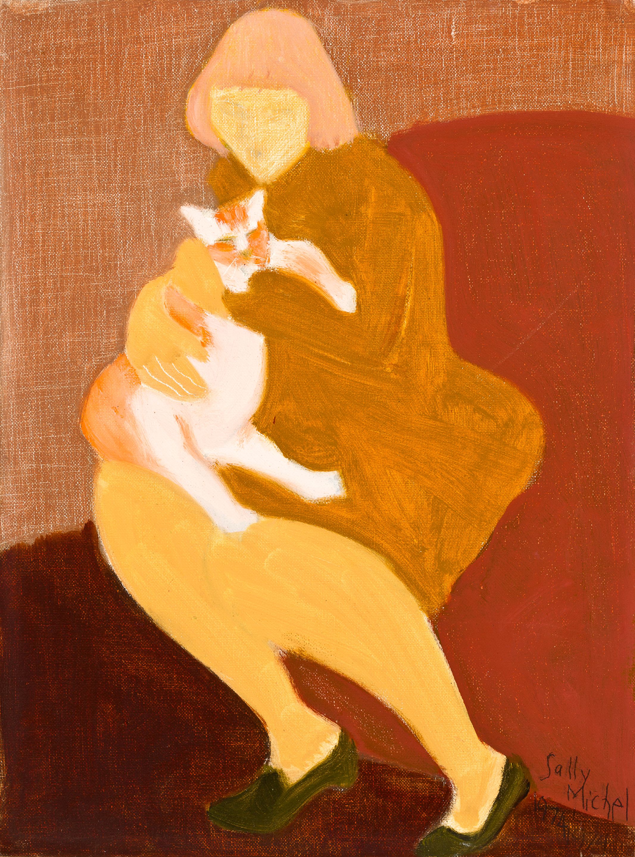 Bonhams : Sally Michel Avery (American, 1902-2003) Seated Girl with Cat ...