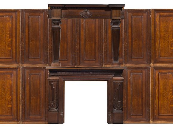 Bonhams : A Victorian carved oak fireplace mantel and suite of paneling ...