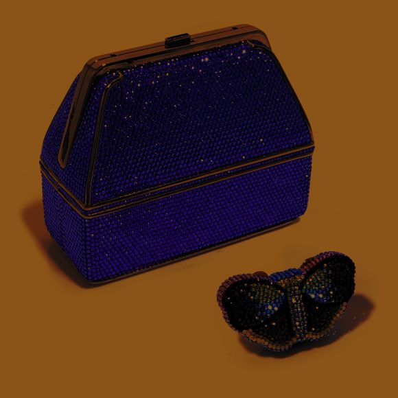 Bonhams : A periwinkle-blue crystal mock 007 purse together with a ...