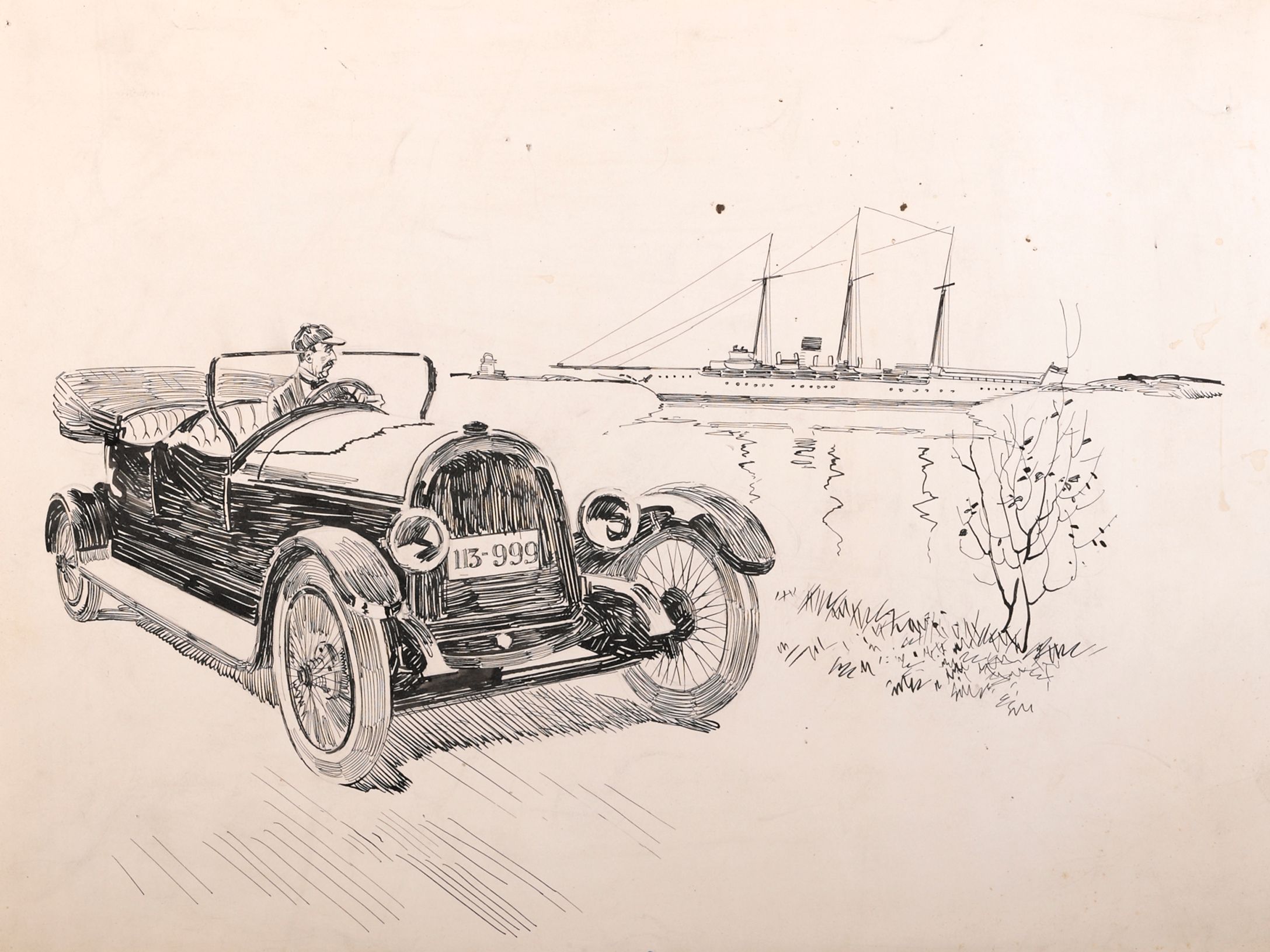 Bonhams Cars : A PUCK magazine illustration, "and then",
