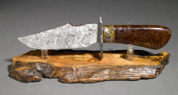 Bonhams : Impressive Meteorite Hunting Knife on Stand