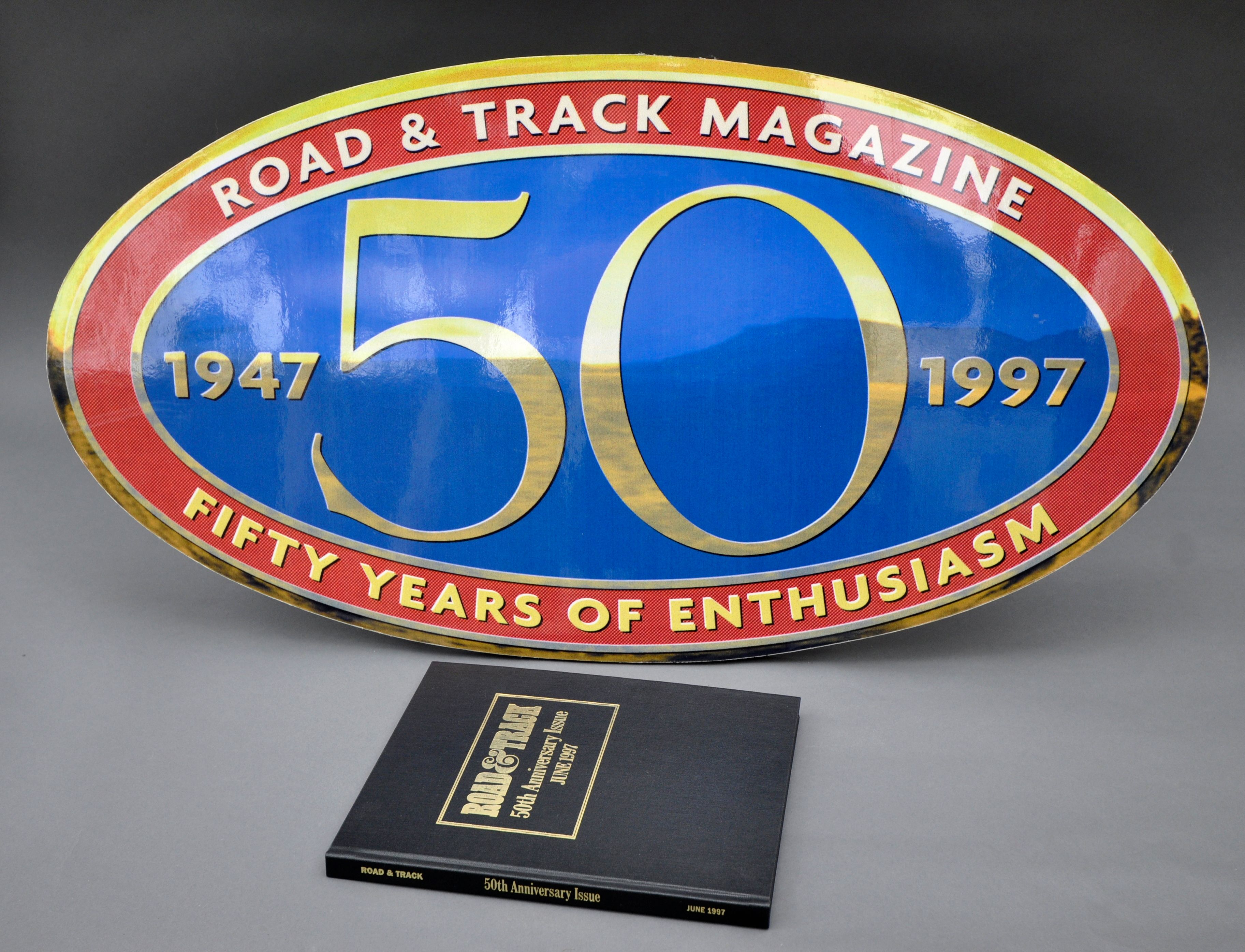 Bonhams Cars : A Road & Track 50th Anniversary wall hanging with hard-bound issue