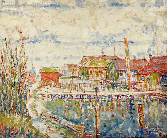 Bonhams : Louis Siegriest (American, 1899-1989) Waterfront houses ...