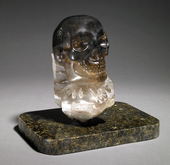 Bonhams : Colorado Smoky Quartz Carving of a Skull and Goliath Bird ...