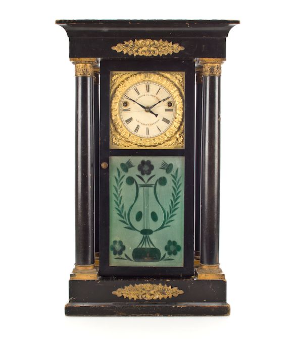 Bonhams : A rare gilt mounted ebonized Crane's Patent torsion pendulum ...