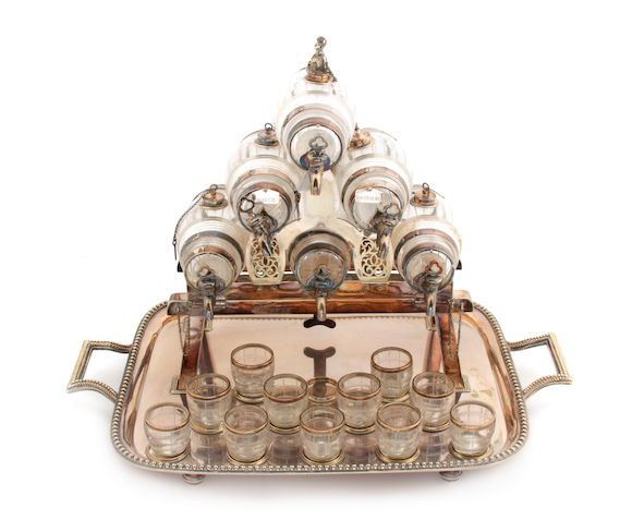 Bonhams : A Victorian sterling silver, silverplate and cut-glass cask ...