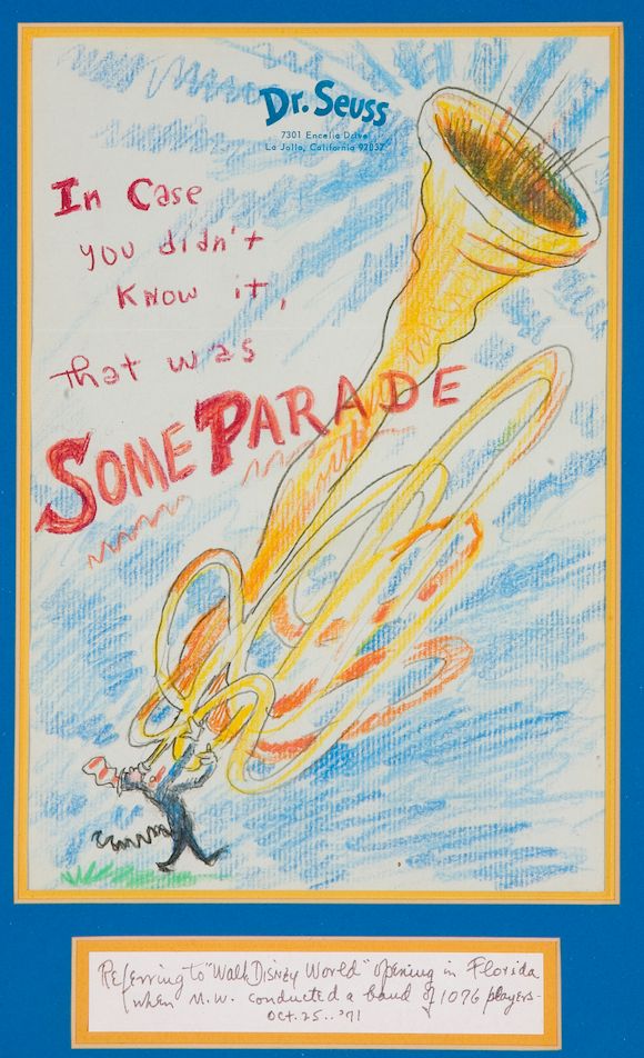 Bonhams : A Dr. Seuss (Theodor Geisel) drawing of Cat in the Hat ...