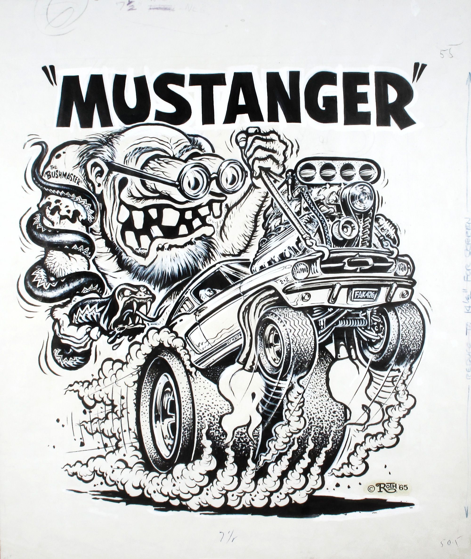 Bonhams Cars : Ed "Big Daddy" Roth original artwork - 'Mustanger' 65,