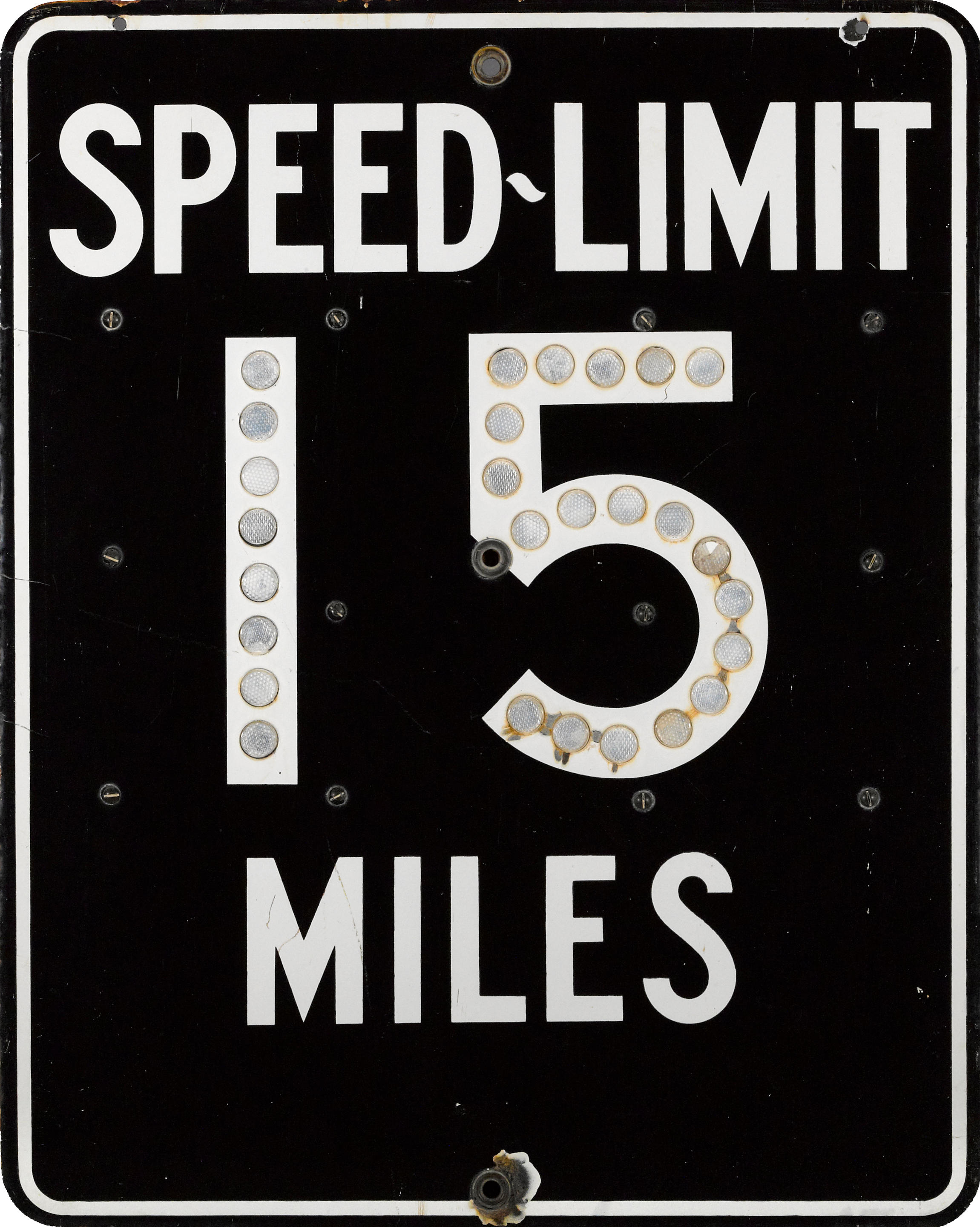 Bonhams Cars A 15 Mph Speed Limit Sign With Reflecting Numbers Sign Circa 1950