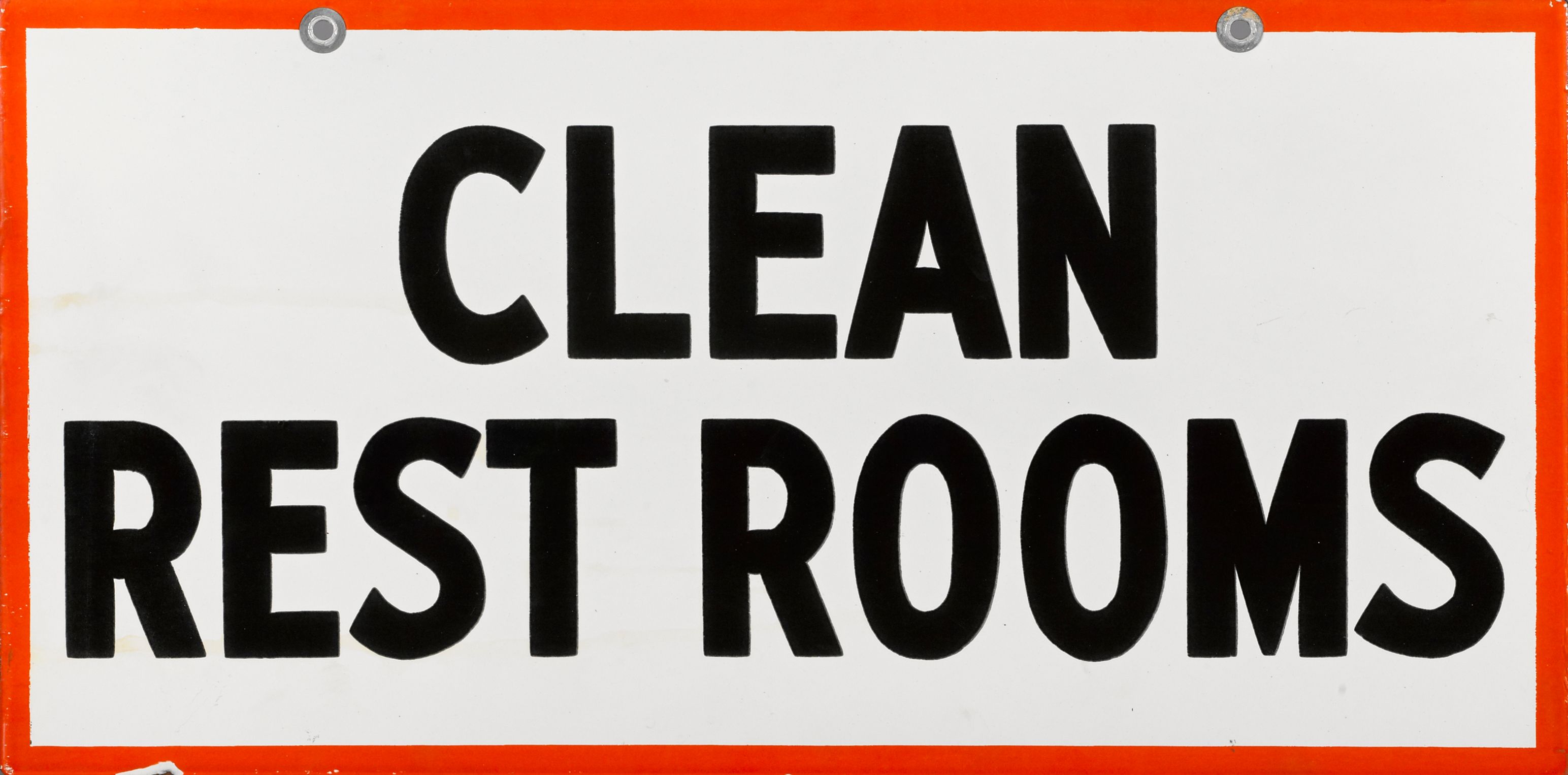 Bonhams Cars : A Gulf Station "Clean Rest Rooms" sign,