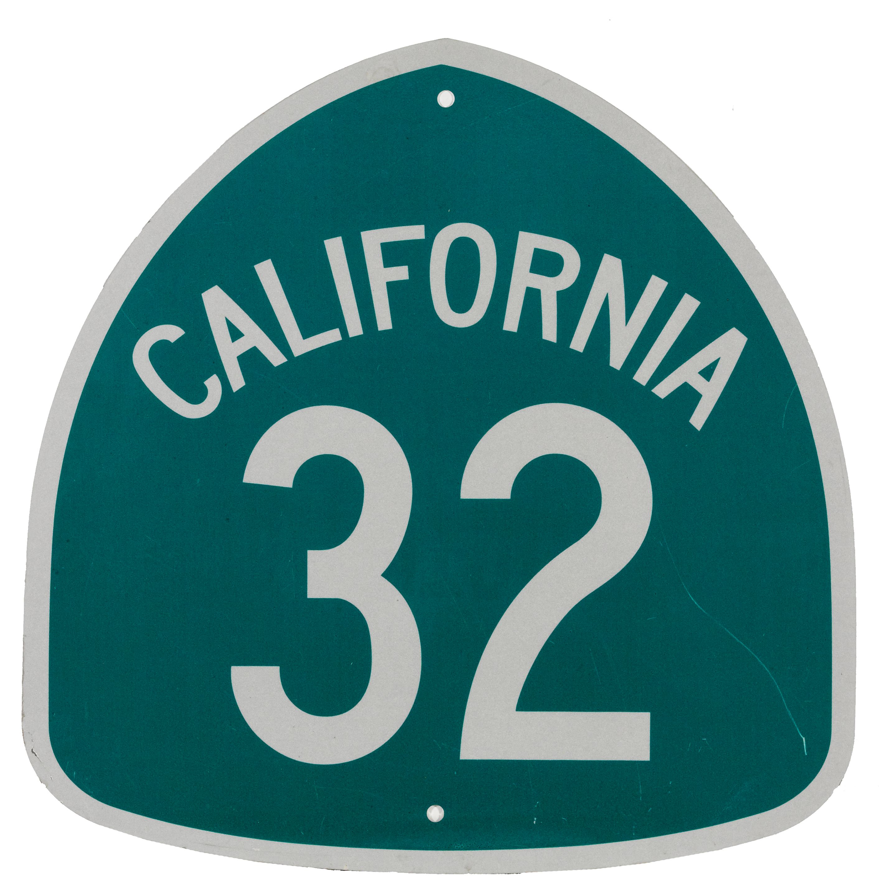 Bonhams Cars : A California Route 32 sign,