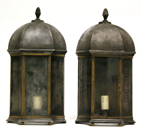 Bonhams : A pair of Baroque style silvered metal wall lanterns second ...