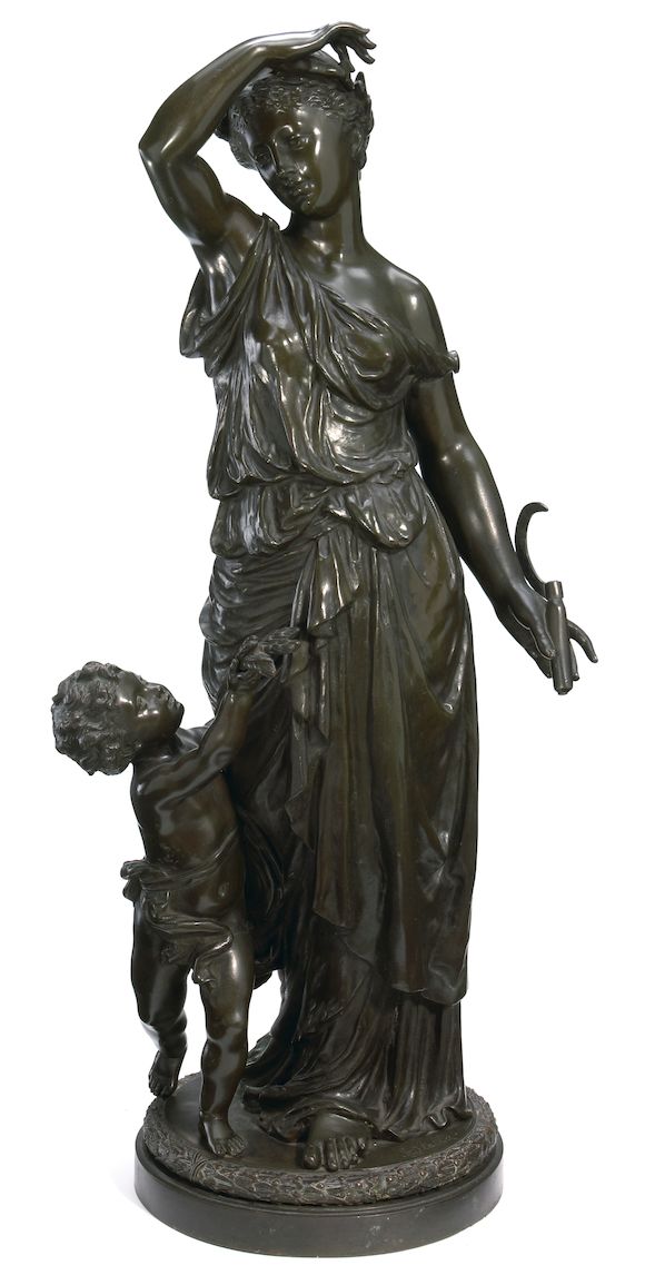 Bonhams : A French patinated bronze figural group after a model by ...