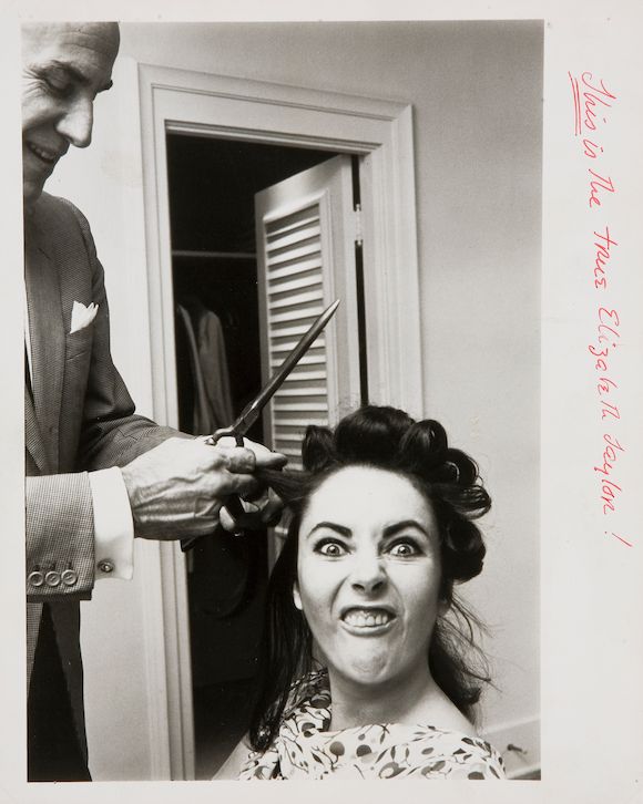 Bonhams : Candid photograph of Elizabeth Taylor with a letter signed by ...