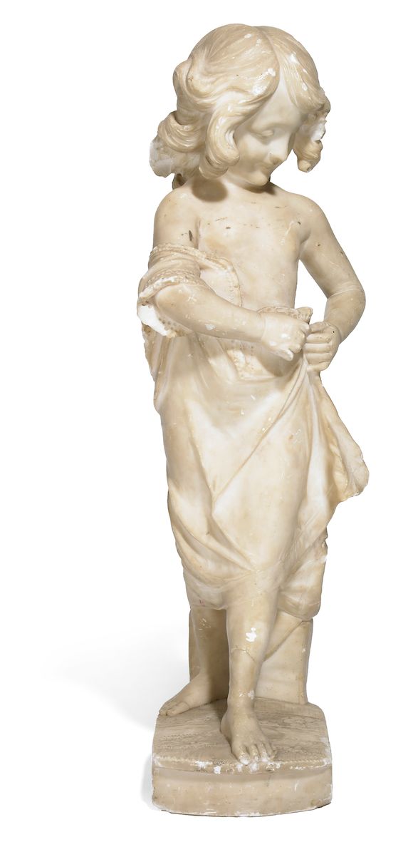 Bonhams : An Italian carved alabaster figure of a young girl early 20th ...