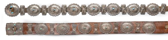 Bonhams : Two Navajo concha belts