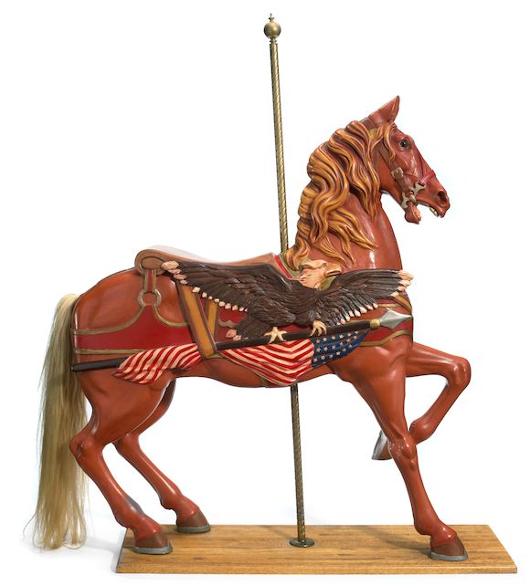 Bonhams : An American carved and paint decorated carousel horse by ...