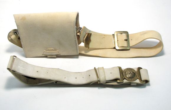 Bonhams : A British military buff leather waist belt and cartridge box ...