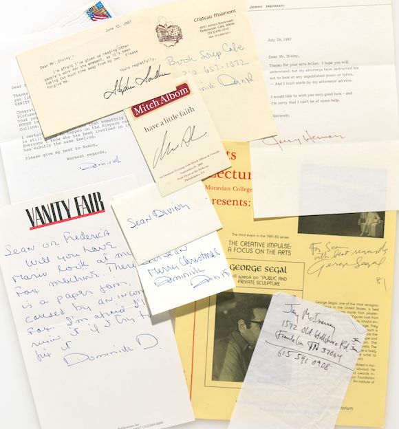 Bonhams : A group of letters from Steven King, Stephen Sondheim ...