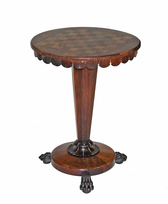 Bonhams : A William IV parcel ebonized rosewood octagonal games table