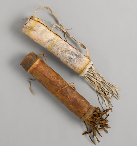 Bonhams : Two Pueblo parfleche cylinder cases