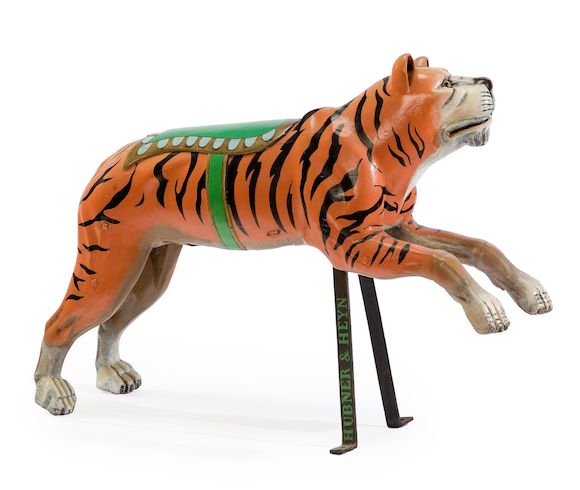 Bonhams : A Continental carved and painted carousel tiger early 20th ...
