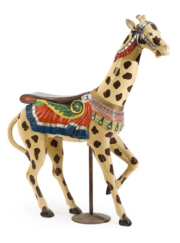 Bonhams : A carved and painted carousel giraffe Herschell Spillman ...