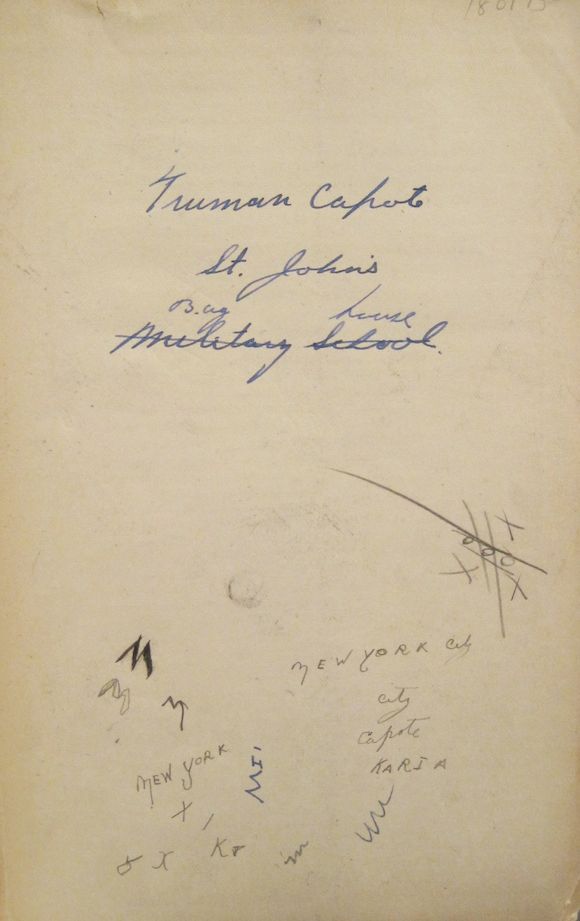 Bonhams : [CAPOTE, TRUMAN. 1924-1984.] RABENORT, WILLIAM. Rabenort's ...