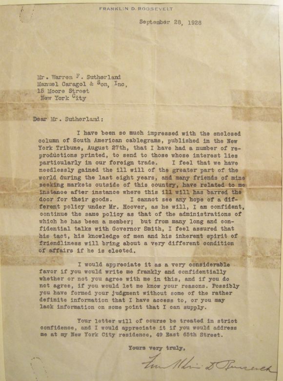 Bonhams : ROOSEVELT, FRANKLIN DELANO. 1882-1945. Typed Letter Signed ...
