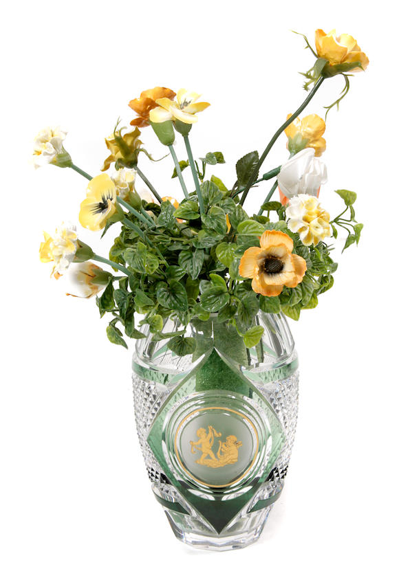 Bonhams A Continental Gilt Heightened Cut Glass Vase