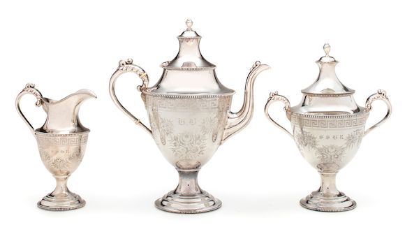 Bonhams : A Rare Classical silver three piece teaset Cooper & Fisher ...