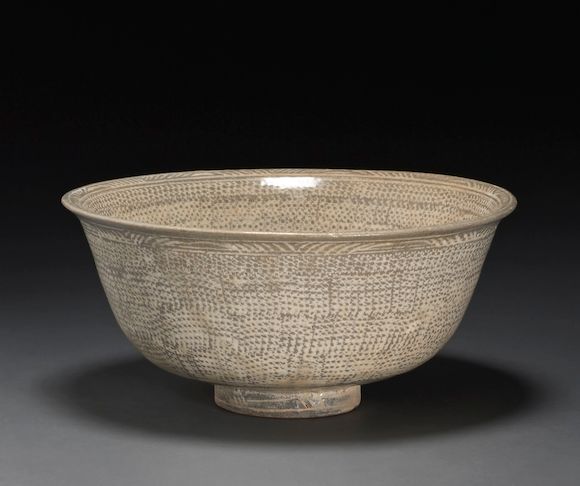 Bonhams : A buncheong ware bowl with impressed slip decoration Joseon ...