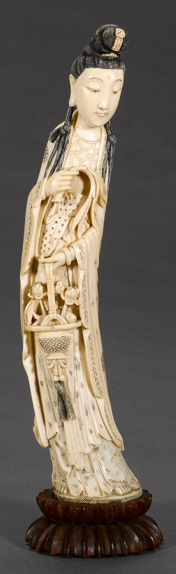 Bonhams A Carved And Tinted Ivory Figure Of Guanyin Republic Period