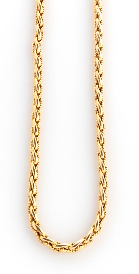 Bonhams : A 14k gold textured wheat link chain