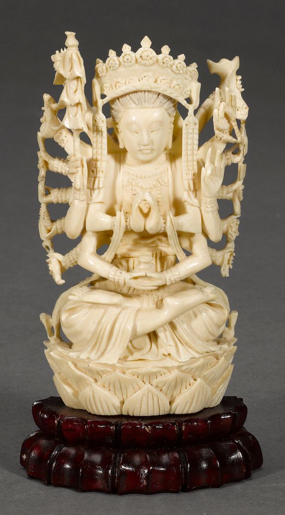 Bonhams : A carved ivory figure of an esoteric deity 20th century
