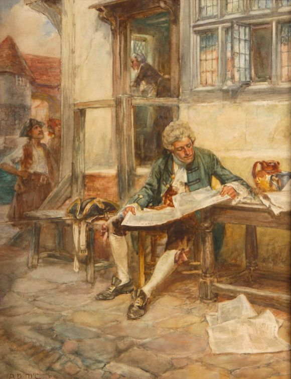 Bonhams : Arthur David McCormick, Gentleman reading, Signed, Watercolor ...