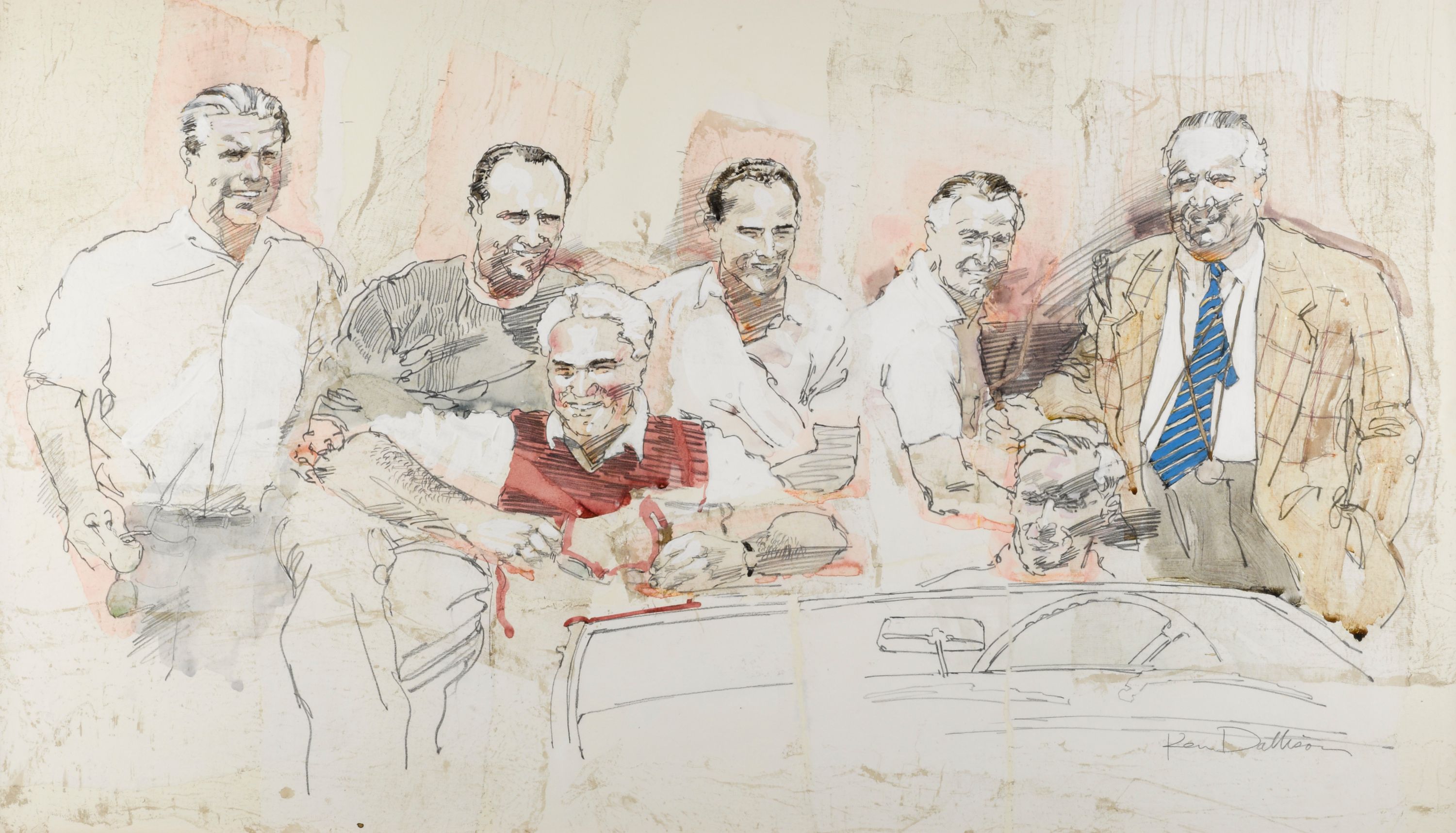 Bonhams Cars : A 1955 Mercedes factory racing team illustration by Ken ...