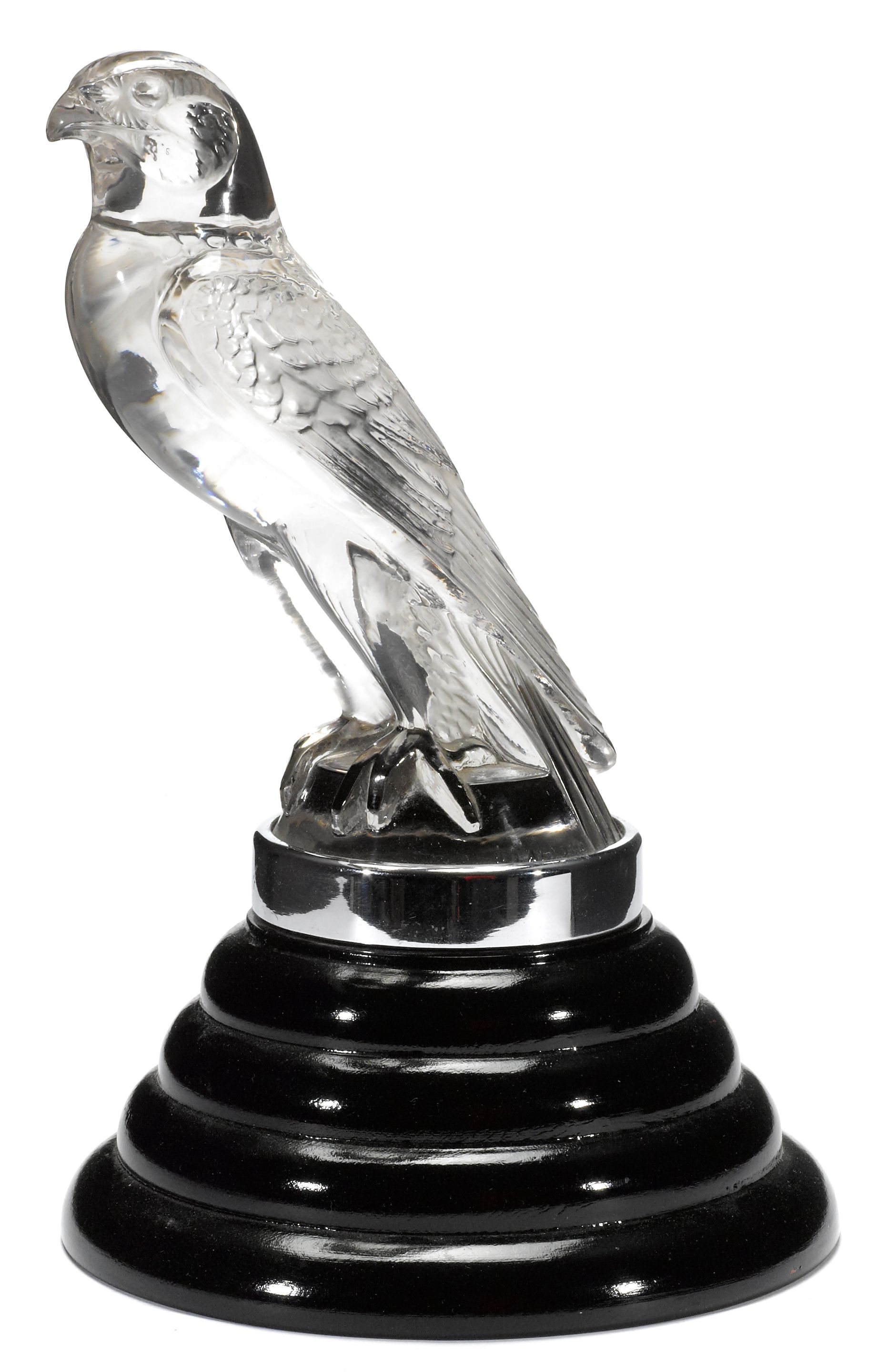Bonhams Cars : A 'Faucon' mascot in clear glass, by René Lalique ...