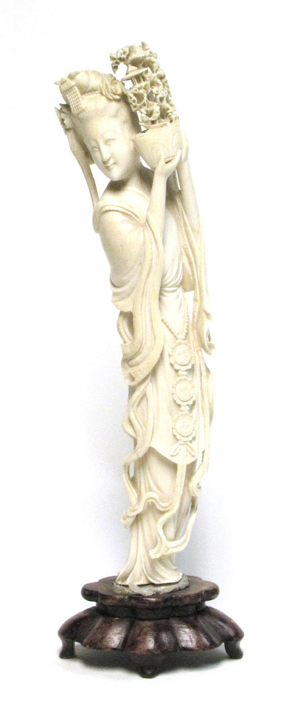 Bonhams A Carved Ivory Figure Of A Beauty 20th Century