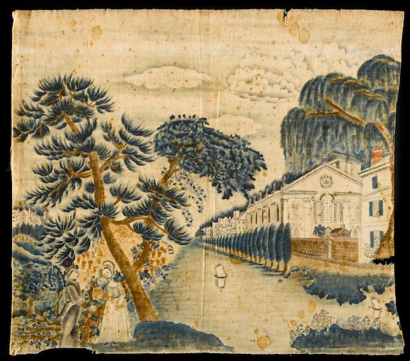 Bonhams : A Theorem painting on velvet probably American early 19th century