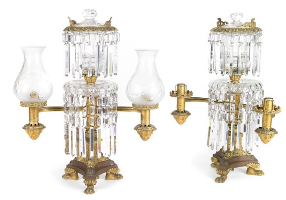 Bonhams : A fine pair of gilt and patinated bronze cut and molded glass ...