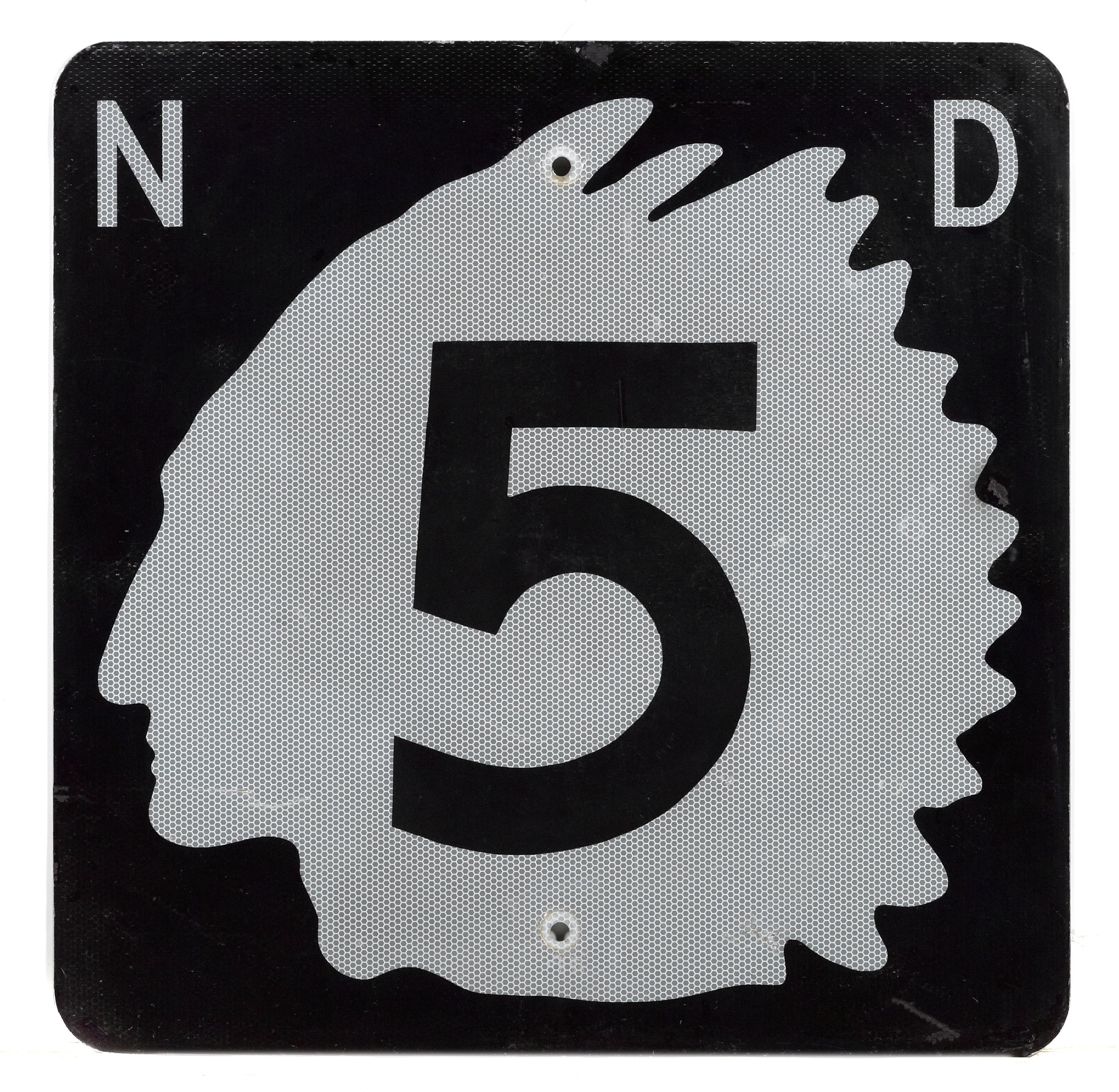 Bonhams Cars : A North Dakota State Highway 5 road sign, 1970's