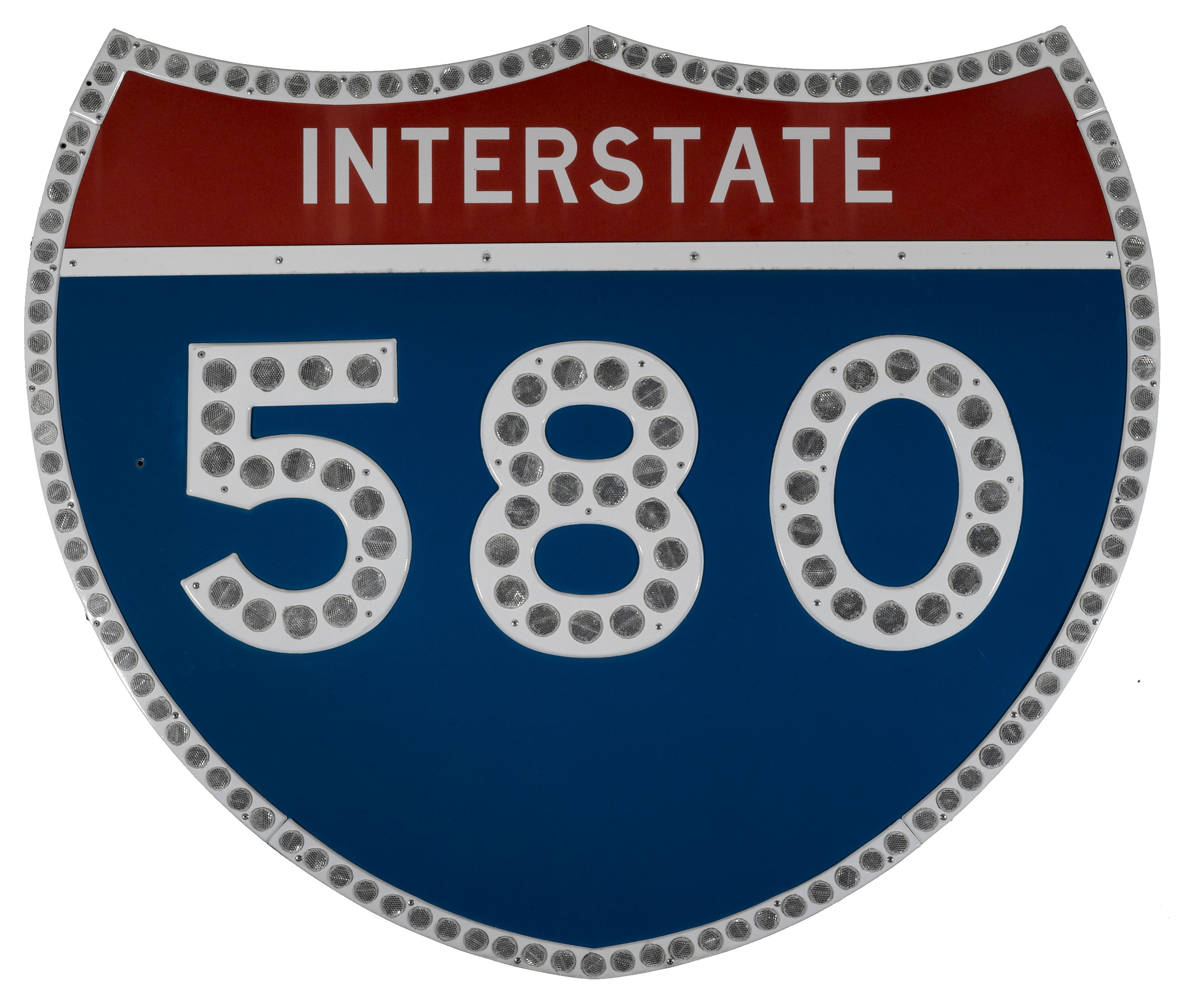Bonhams Cars : A large California Interstate 580, reflector sign, 1970's,