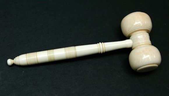 Bonhams : A turned ivory auctioneers gavel late 19th century