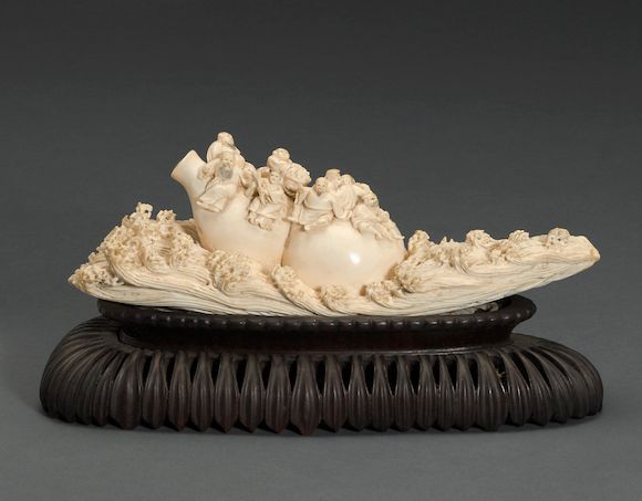Bonhams : A carved ivory figural group of the Eight Immortals 20th century