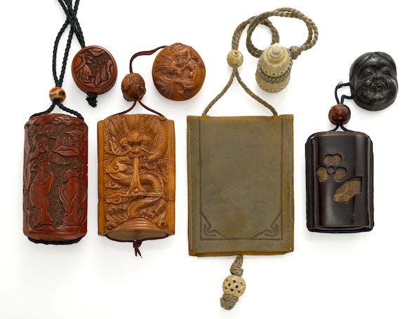 Bonhams : A four-case cinnabar lacquer inro 20th century