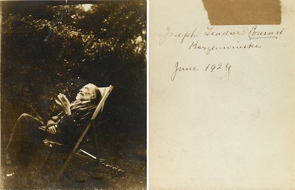Bonhams : [CONRAD, JOSEPH.] Photograph of Conrad seated outside, smoking,